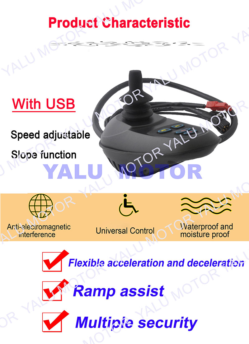 24V Electric Wheelchair DC Motor Joystick Controller with USB Port ...